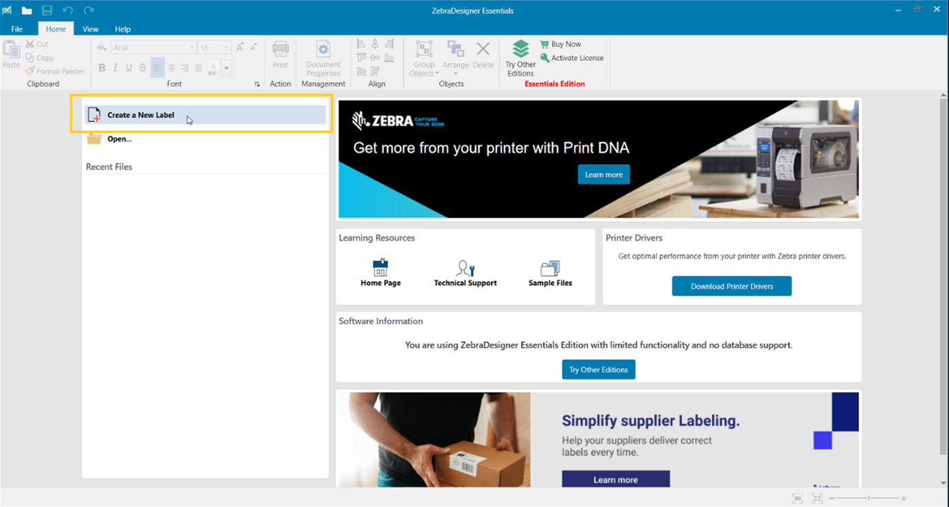 Design a label in ZebraDesigner Essentials 3 – WinMan Cloud Knowledgebase