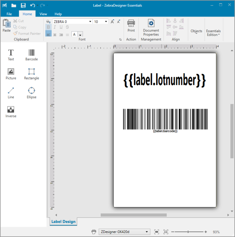 Design a label in ZebraDesigner Essentials 3 – WinMan Cloud Knowledgebase